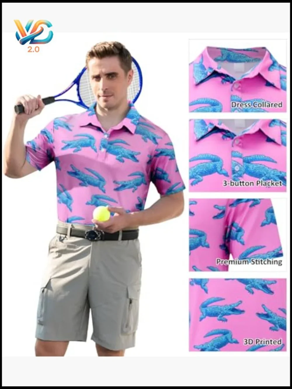 Shirts | Mens Polo Shirts Short Sleeve Dry Fit 3d Print Moisture ...